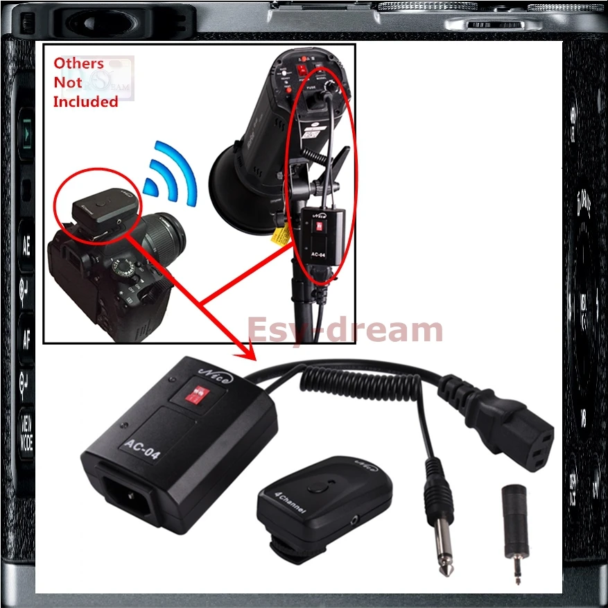 Studio Camera Radio Wireless Flash Trigger 4 Channel AC 04 For Godox Jinbei Oubao NiceFoto ...