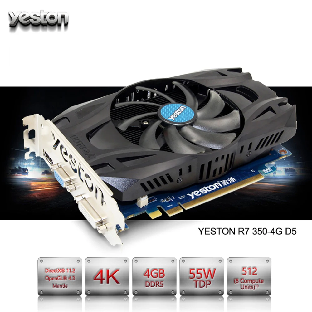 Yeston Radeon R7 350 GPU 4 GB GDDR5 128bit Placas Gráficas computador ...