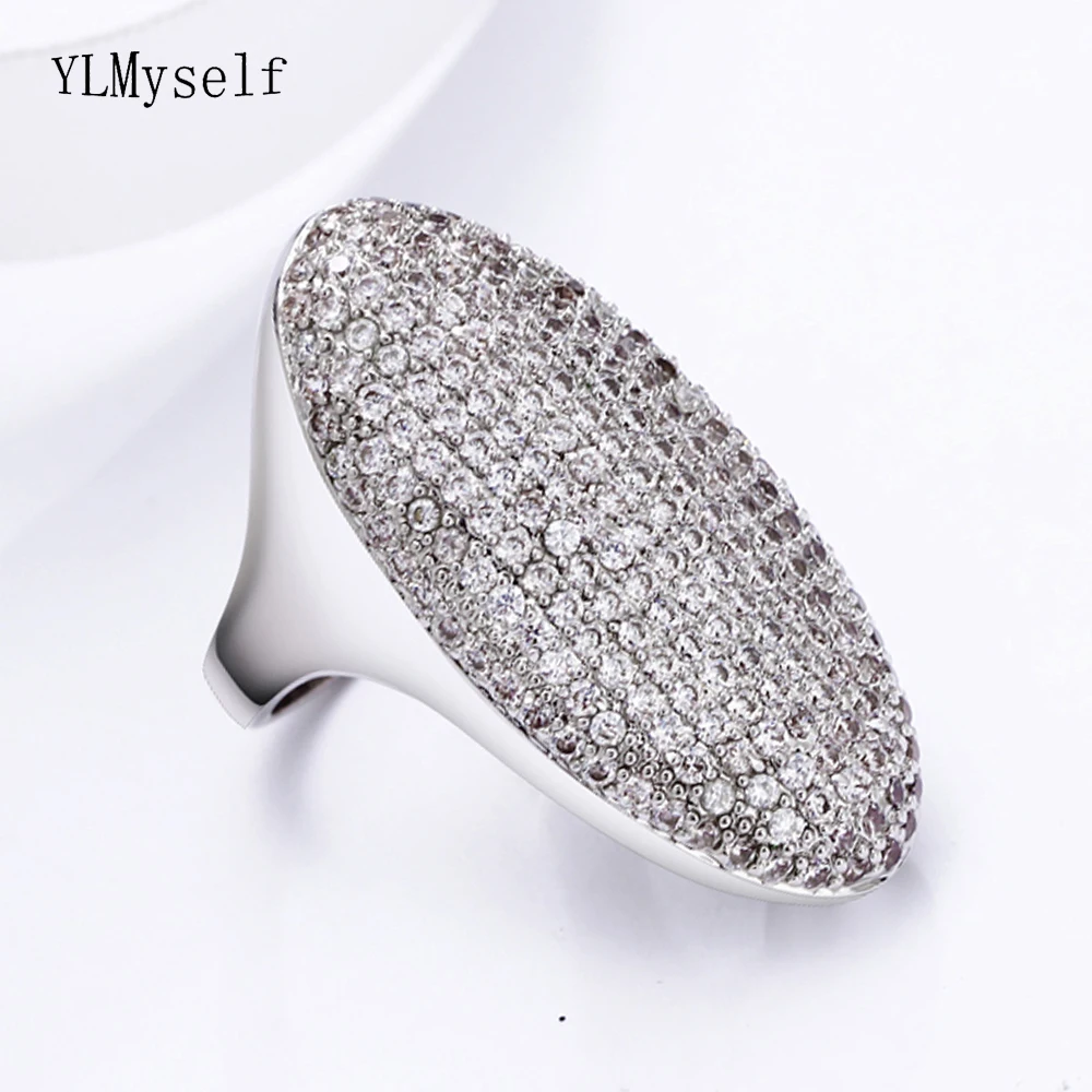 2021 Very Long Silver Color Rings For Women Bright Full Crystal ...