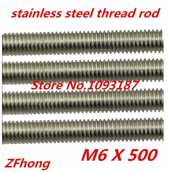 4pc M6*500 M6 x 500 Stainless Steel 304 thread Rod, M6 threaded bar-in ...