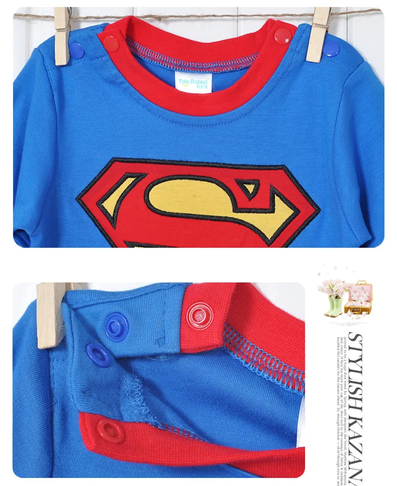 Cute Baby Cosplay Superman Costumes Romper Halloween Superhero Jumpsuit ...