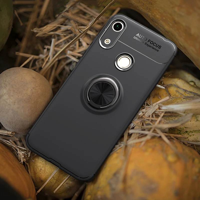 Makavo For Huawei Y6 2019 Case Finger Ring Holder Matte Soft Silicone ...