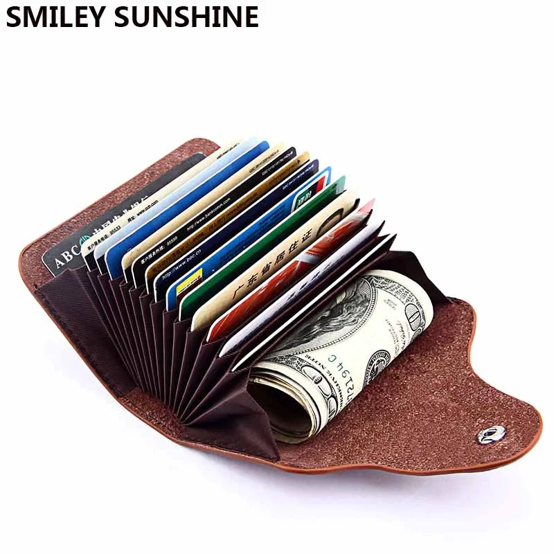 Genuine Leather Business Card Holder Men Bank ID Credit Card Holders ...