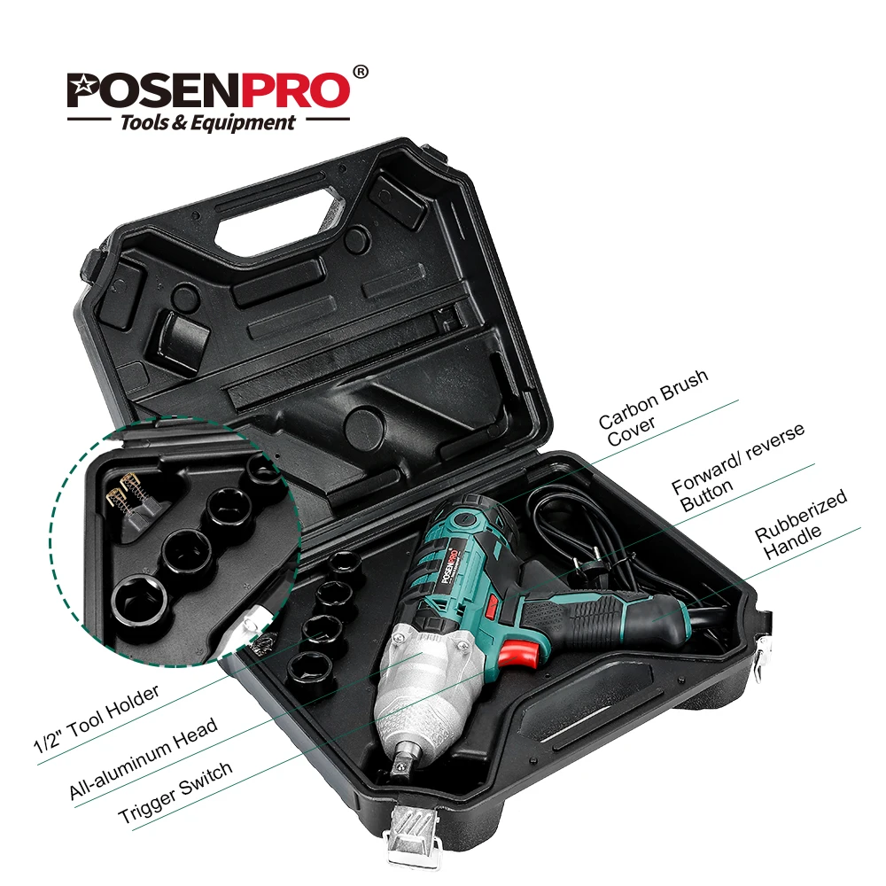 POSENPRO 450W Electric Impact Wrench Powerful 320Nm Max Torque 1/2 inch ...