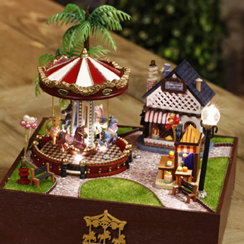 DIY Carousel Music Box Cute room amusement park music box Handmade ...