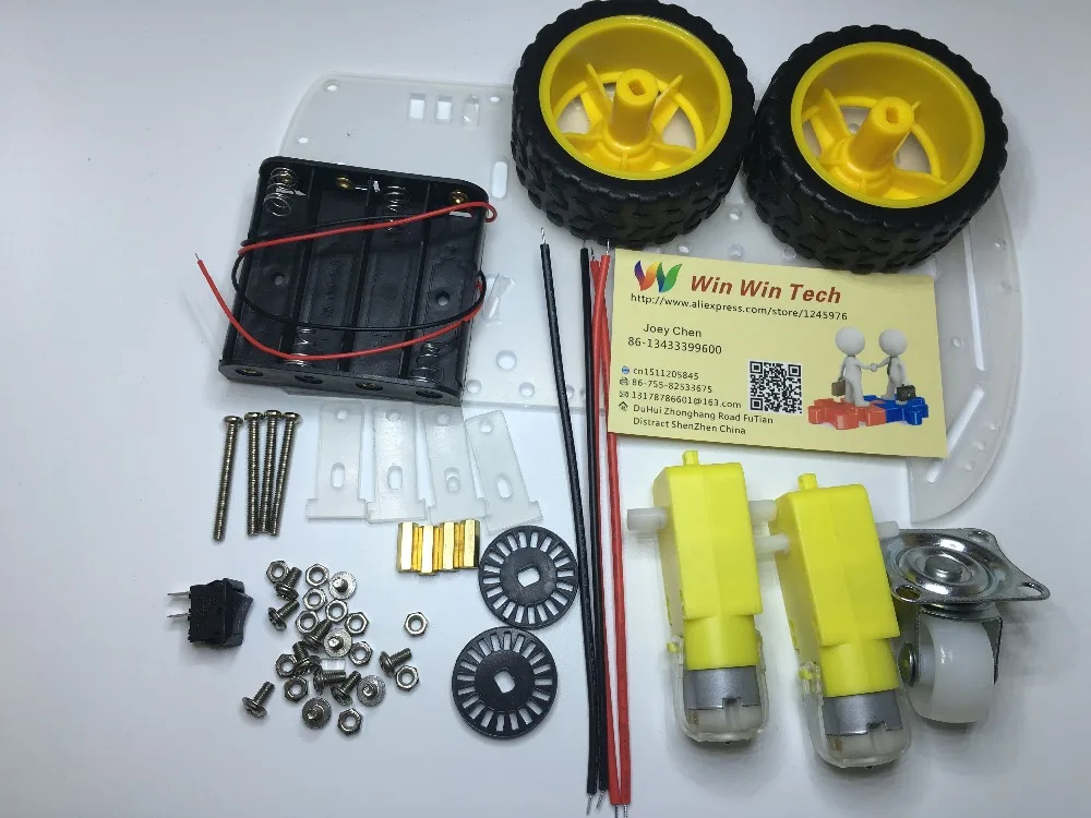 5 pcs New Motor Smart Robot Car Chassis Kit Speed Encoder Battery Box ...
