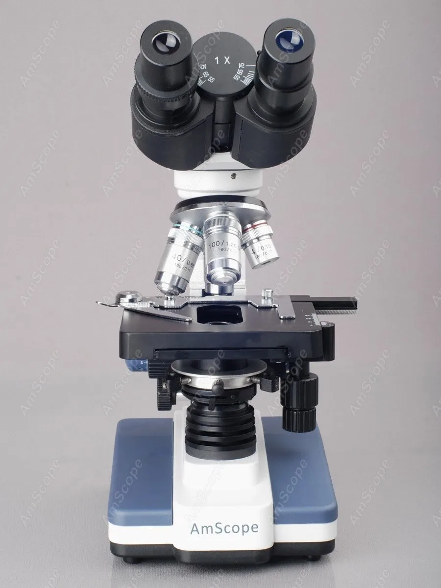 AmScope B120C Binocular Lab Microscope – 2500X, LED, 3D Stage
