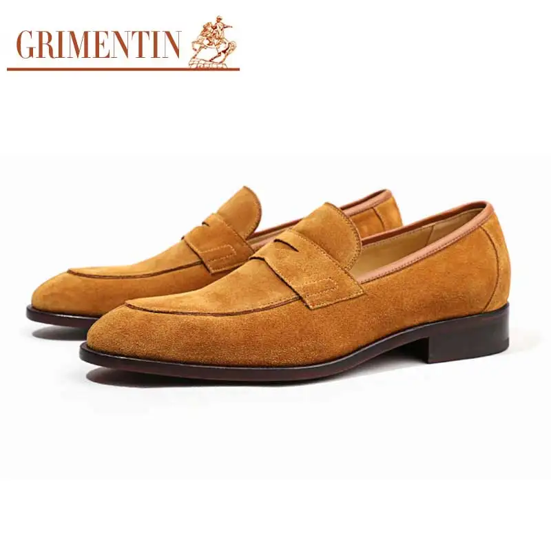 GRIMENTIN customized Italian mens loafers suede leather slip on ...