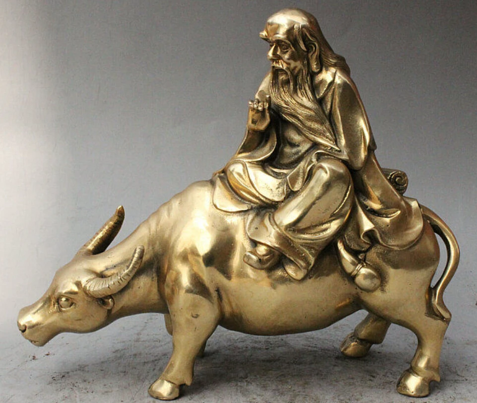 Wby---524+++8" Folk Chinese Brass Taoism Lao Tzu Laozi Philosopher Ride ...