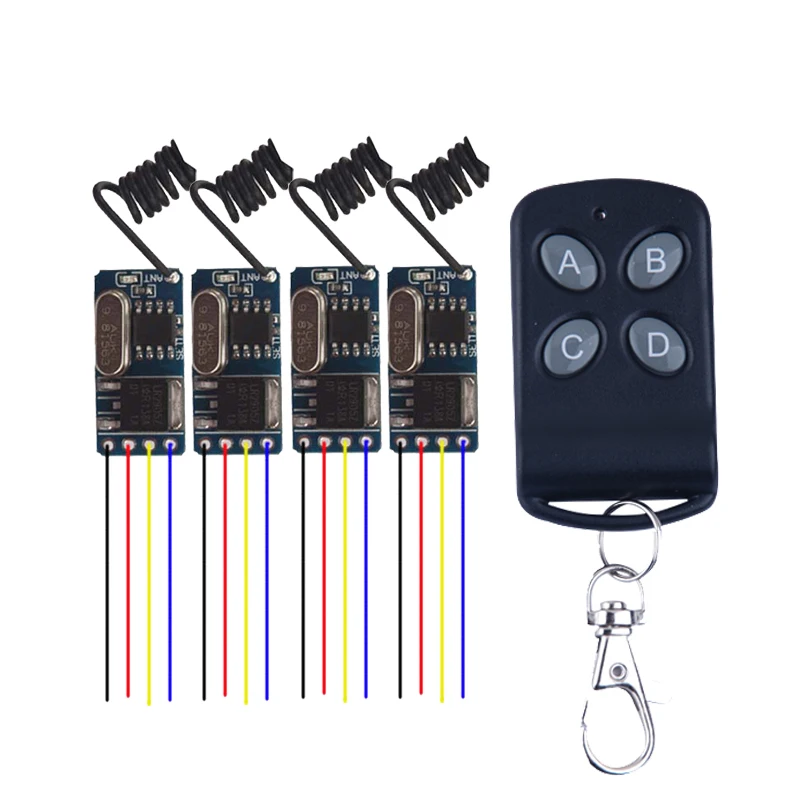 4PCS 433.92mhz 3.7v 4.5v 5v 6v 9v 12V Wide Voltage Micro Receiver ...