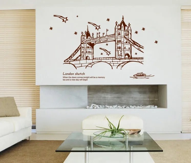 Britain Style London Sketch Bridge Wall Sticker Diy Art Decals Poster ...