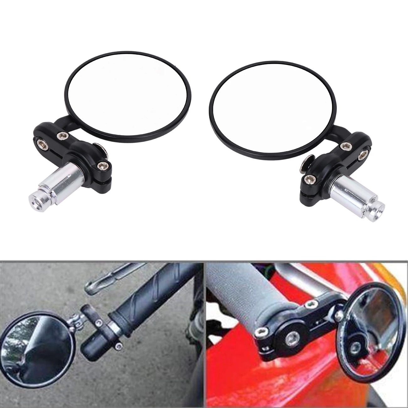 2pc Universal Cnc Aluminum Round Motorcycle Mirror 7 8 Bar End