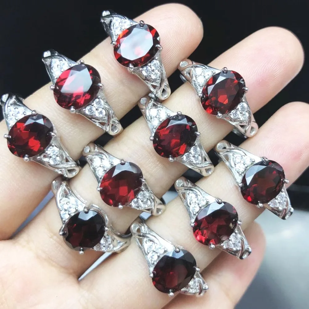 Anillos Opulent granate rojo, anillo de plata esterlina 925 piedra ...