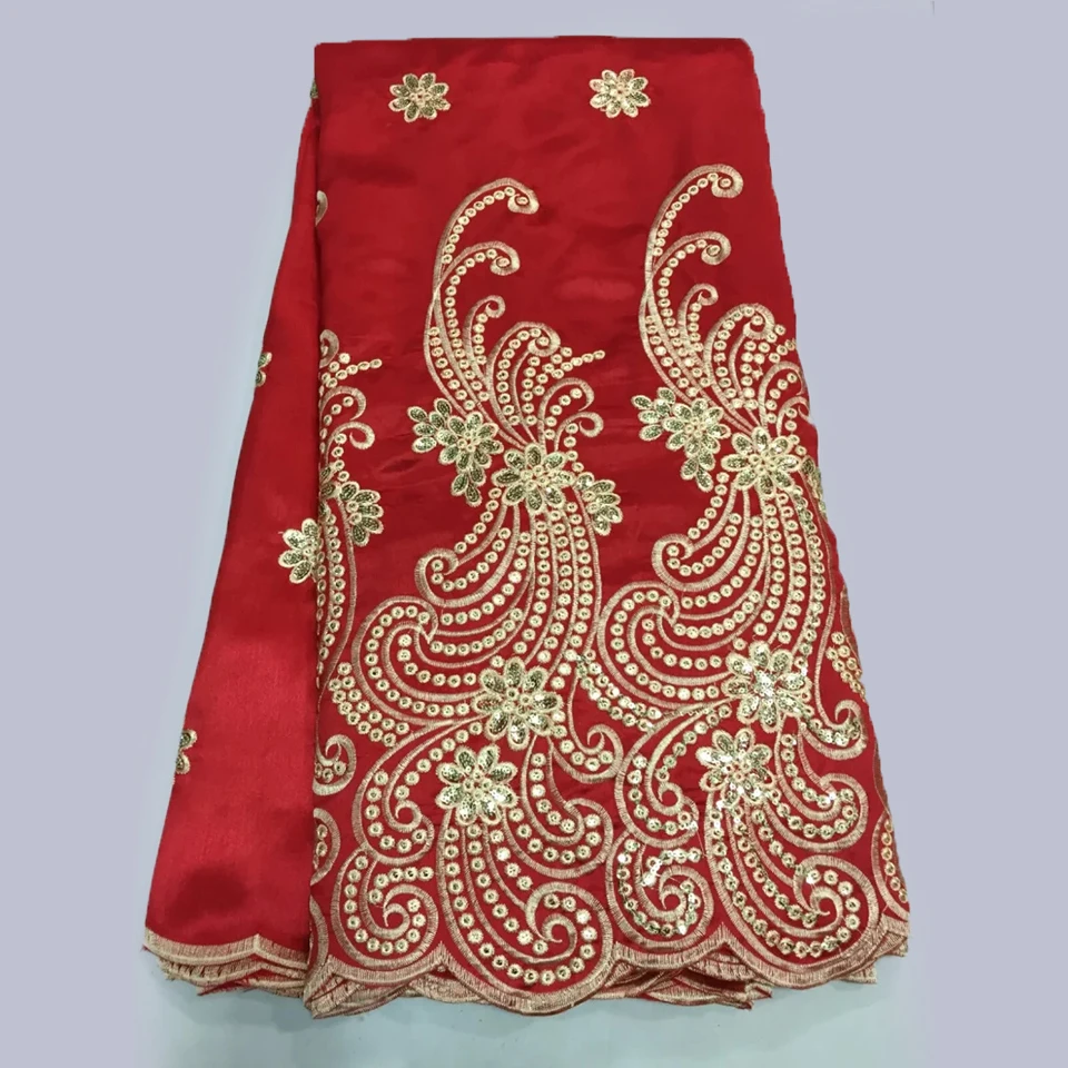 Premium Embroideried African lace George Taffeta Fabric,African Silk ...