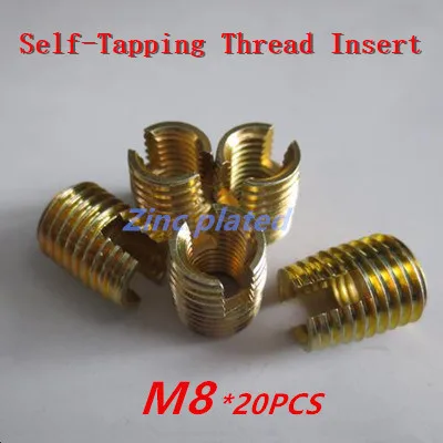 20pcs M8 Self tapping Thread Insert Self Tapping Screw Bushing Steel ...
