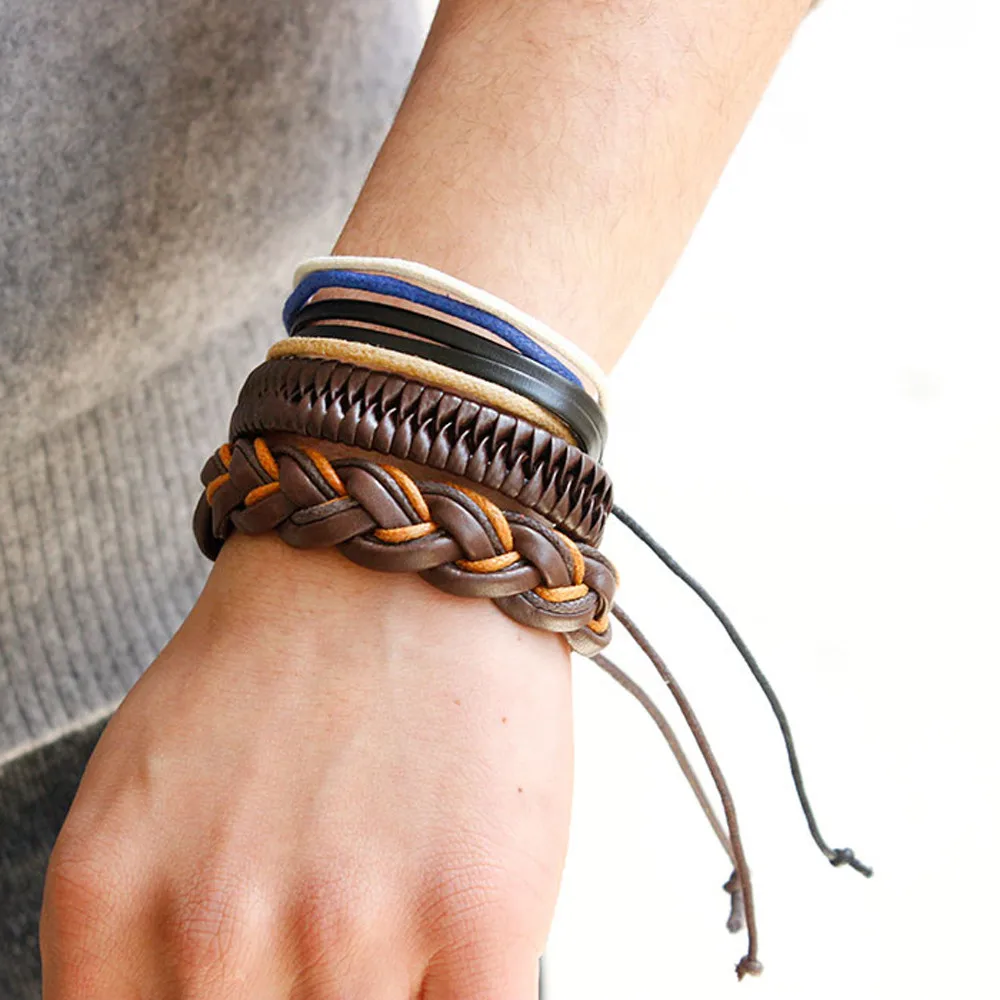 Handmade Lovers Romantic Hand Band Fancy New Woven Leather Bracelet ...