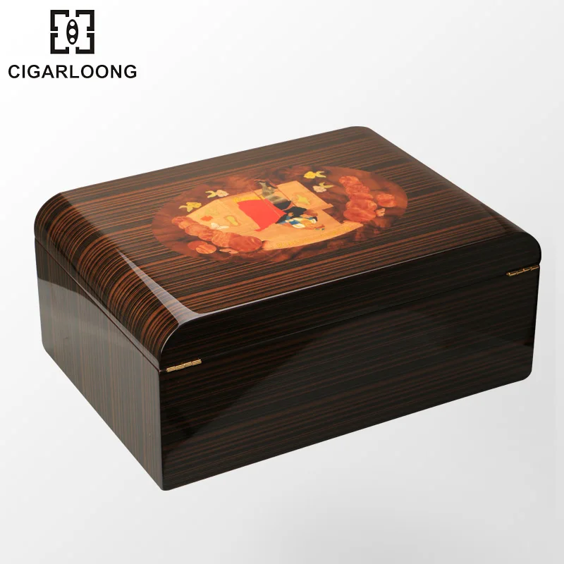 CIGARLOONG Wooden Cigar Humidor Box Display for Cigars ...