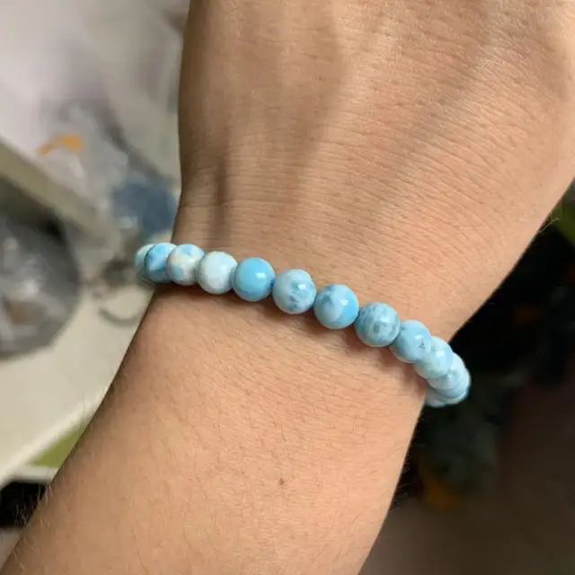 7mm larimar/Copper Pectolite beads bracelet dominicana AAA Quality ...