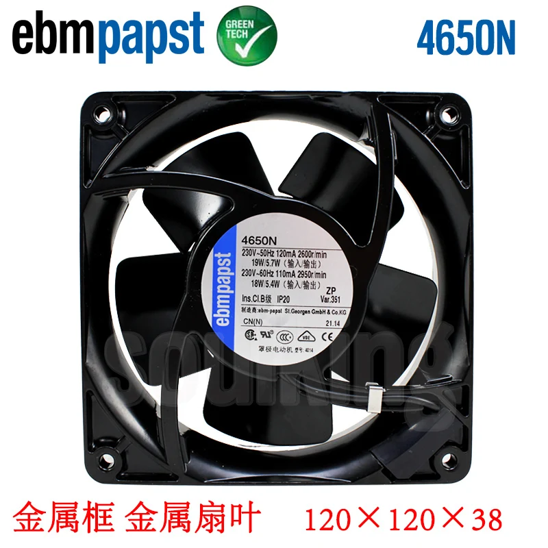 New Original EBM PAPST 4650N 4656N 4650N 465 AC230V 120/110mA 19/18W 120*120*38MM Full Metal ...