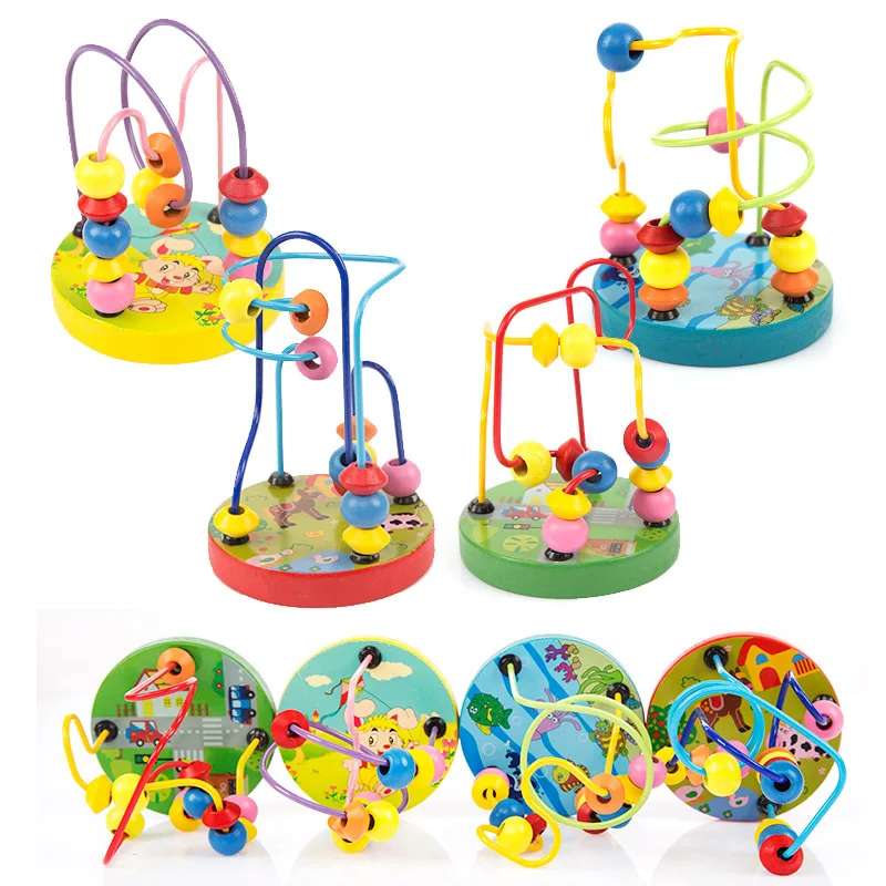 Math Toy Counting Circles Bead Abacus Wire Maze Roller Coaster Wooden ...