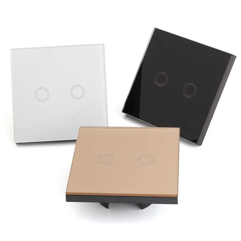 EU/UK Standard Remote Control Switches 2 Gang 1 Way,Crystal Glass ...
