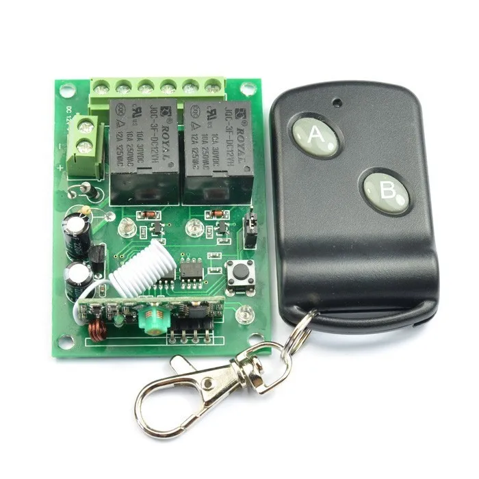 Learning Code DC12V 10A 2CH RF Wireless Remote Control Switch System ...