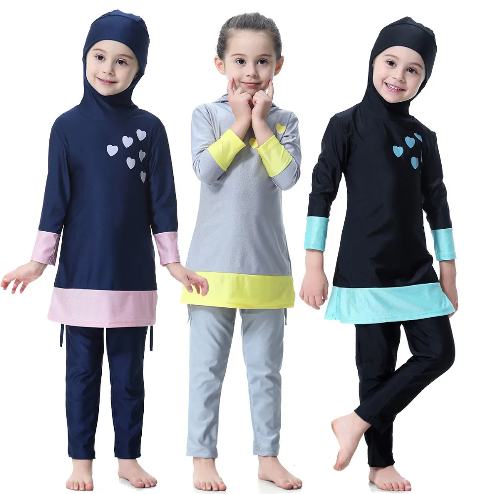 New Muslim Swimwear Girls Two Pieces Islamic Swimming Suits Baby Kids ...