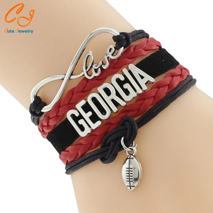 Infinity Love GEORGIA football Team Bracelet black red Customized ...