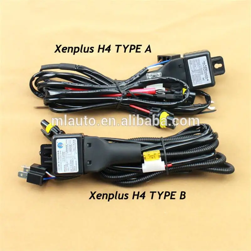 Good quality HID bi xenon H4 Wire harness for 35W and 55W for projector ...