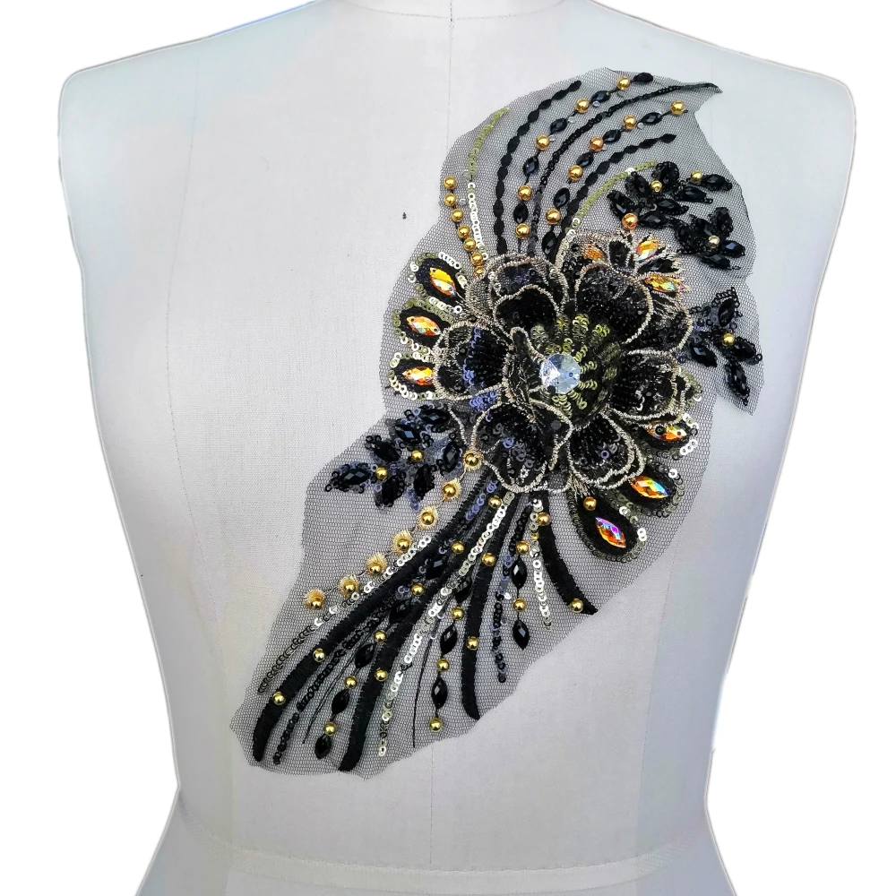 3D Embroidered Black Lace Patches and Patches Diy Sewing for Clothes ...
