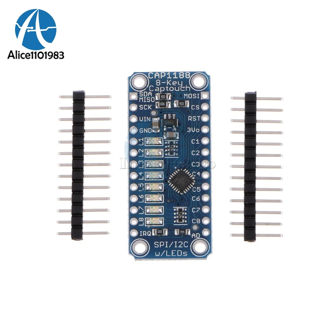 CAP1188 8 Capacitive Touch Sensorโมดูล 3V 5V SPI I2C Captouch LED 8 ...