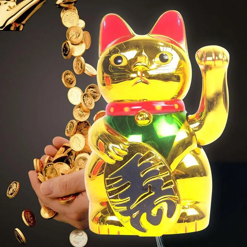 Lucky Wealth Waving Cat Wealth Fortune Gold Waving Hand Cat Beckoning ...