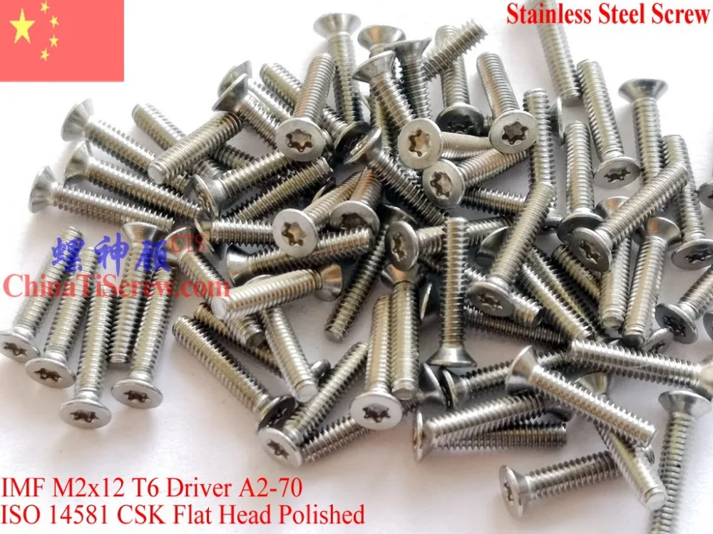 ISO 14581 Stainless Steel M2 Screws M2x8 M2x10 M2x12 Flat Head T6 Drive ...