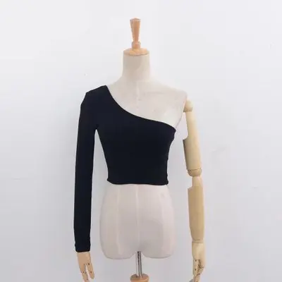 Asymmetric Statement Crop Top - Brigitte Black