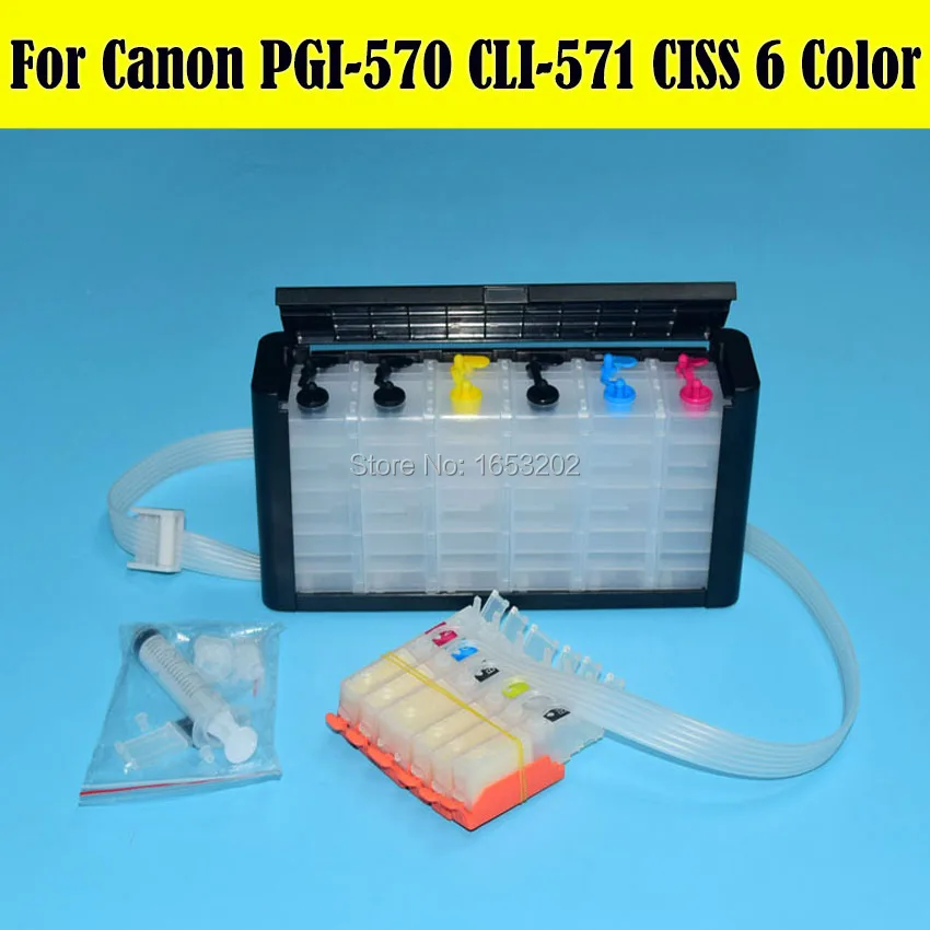 6 Color/Set CISS Continuous Ink Supply System For Canon PGI570 CLI571 ...