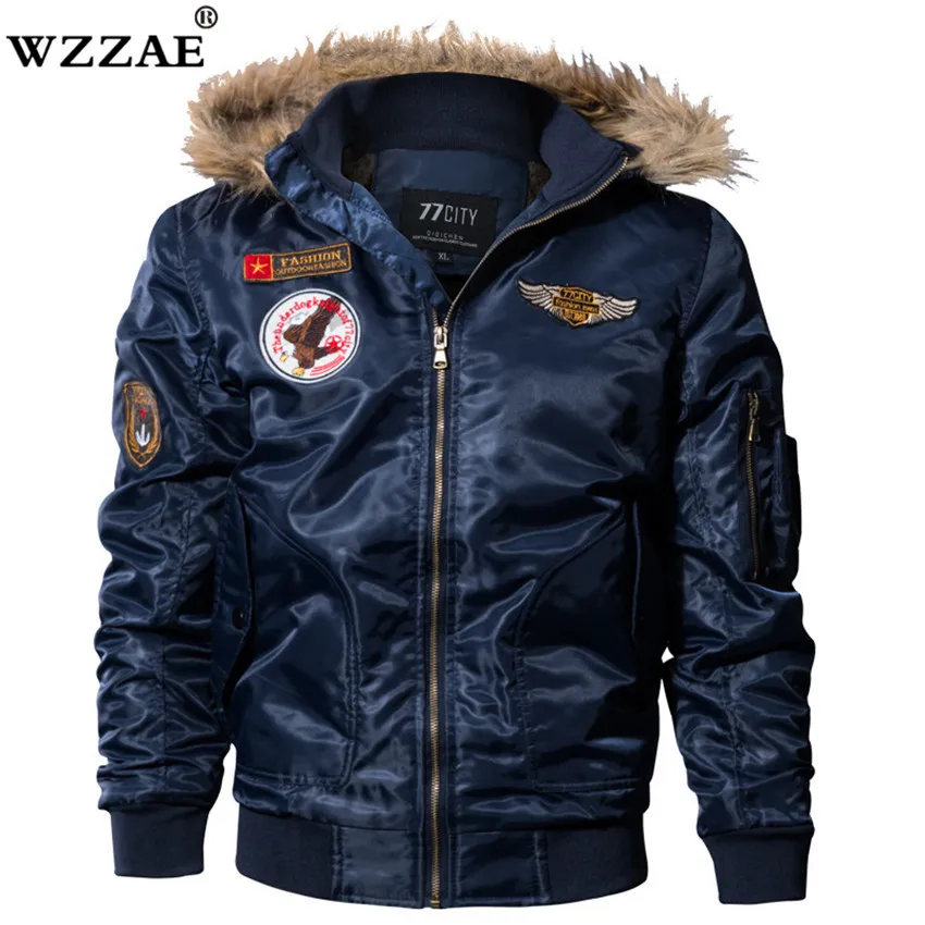 2018 New US Air Force Airborne Tactical Bomber Jackets Men Hooded Fur ...
