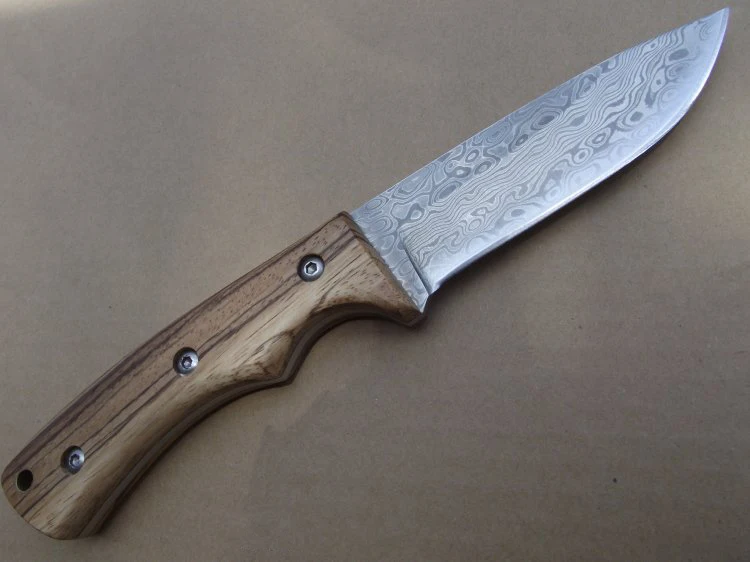 2 Options Damascus Corrugated Wootz Steel Hunting Knife Fixed Blade ...