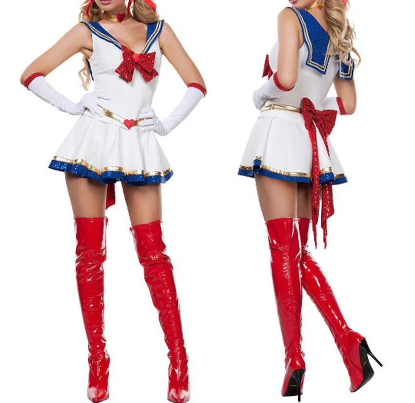 2018 Walson New Arrival Ladies Sexy White Sailor Moon Costume Cartoon