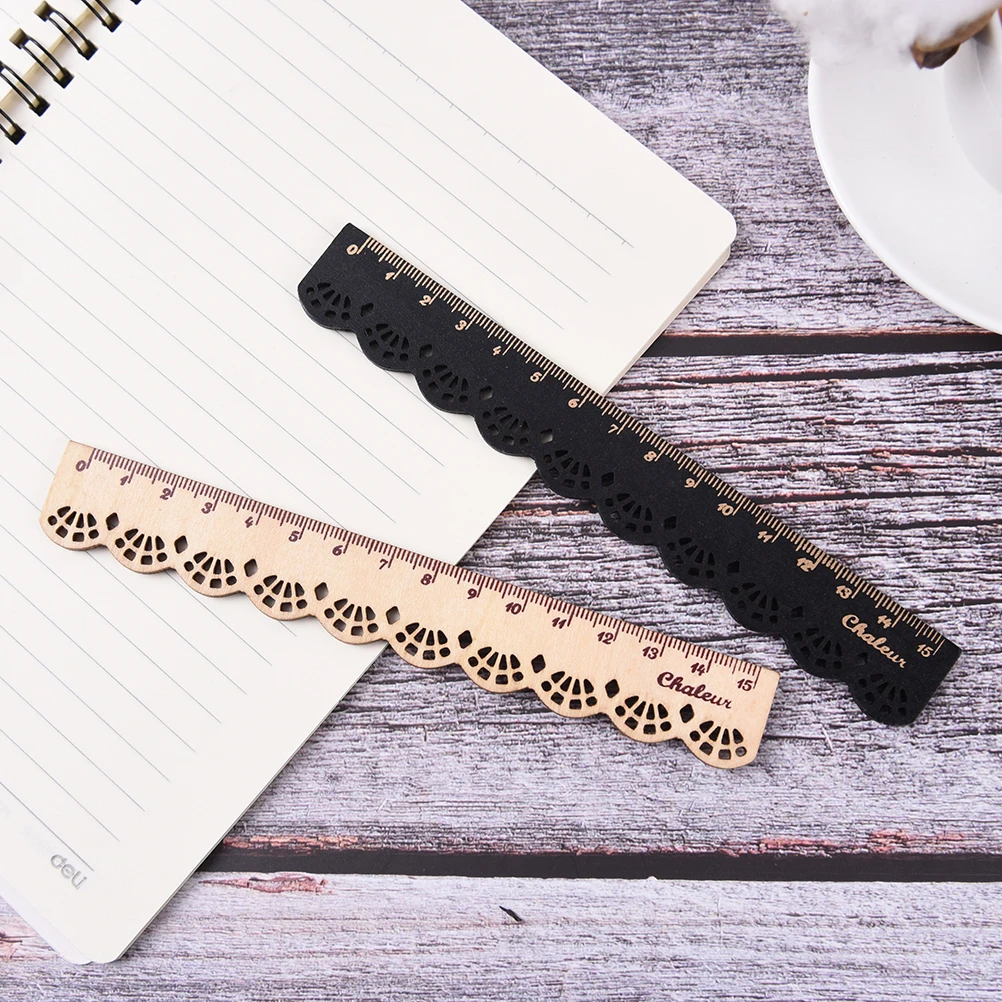 Cute Kawaii Vintage Sweet Lace Sculpture Brown Wood Ruler Retro Black ...