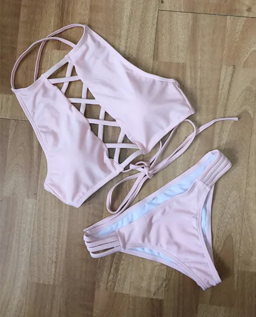 3set Lot European Style Women Bandage Bikini Set Push Up Padded
