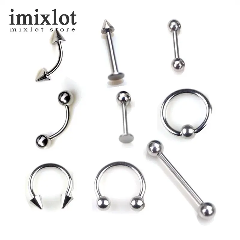 20 개 외과 스테인레스 스틸 눈썹 코 립 포로 구슬 반지 혀 피어싱 Tragus 연골 귀걸이 바디 쥬얼리earrings