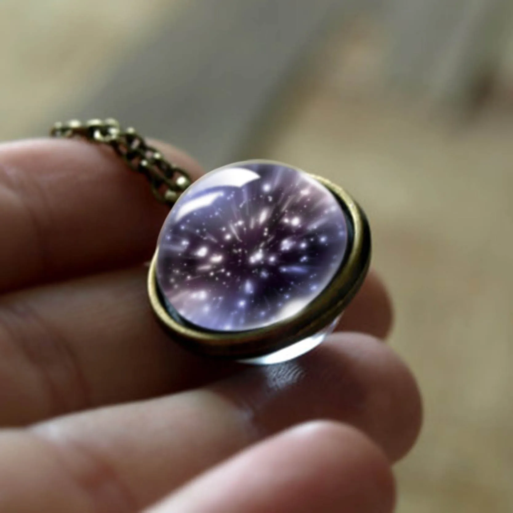Round Shaped Space Themed Pendant Necklace - dealsgala