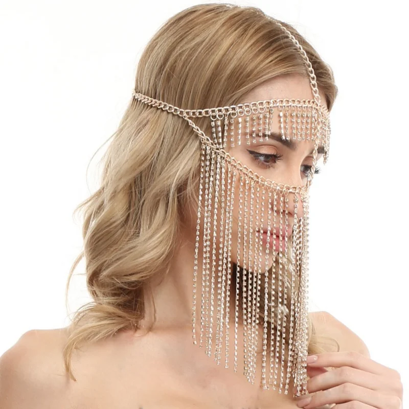 Sexy Women Masks Masquerades Cosplay Costumes Face Chain Metal for Bar ...