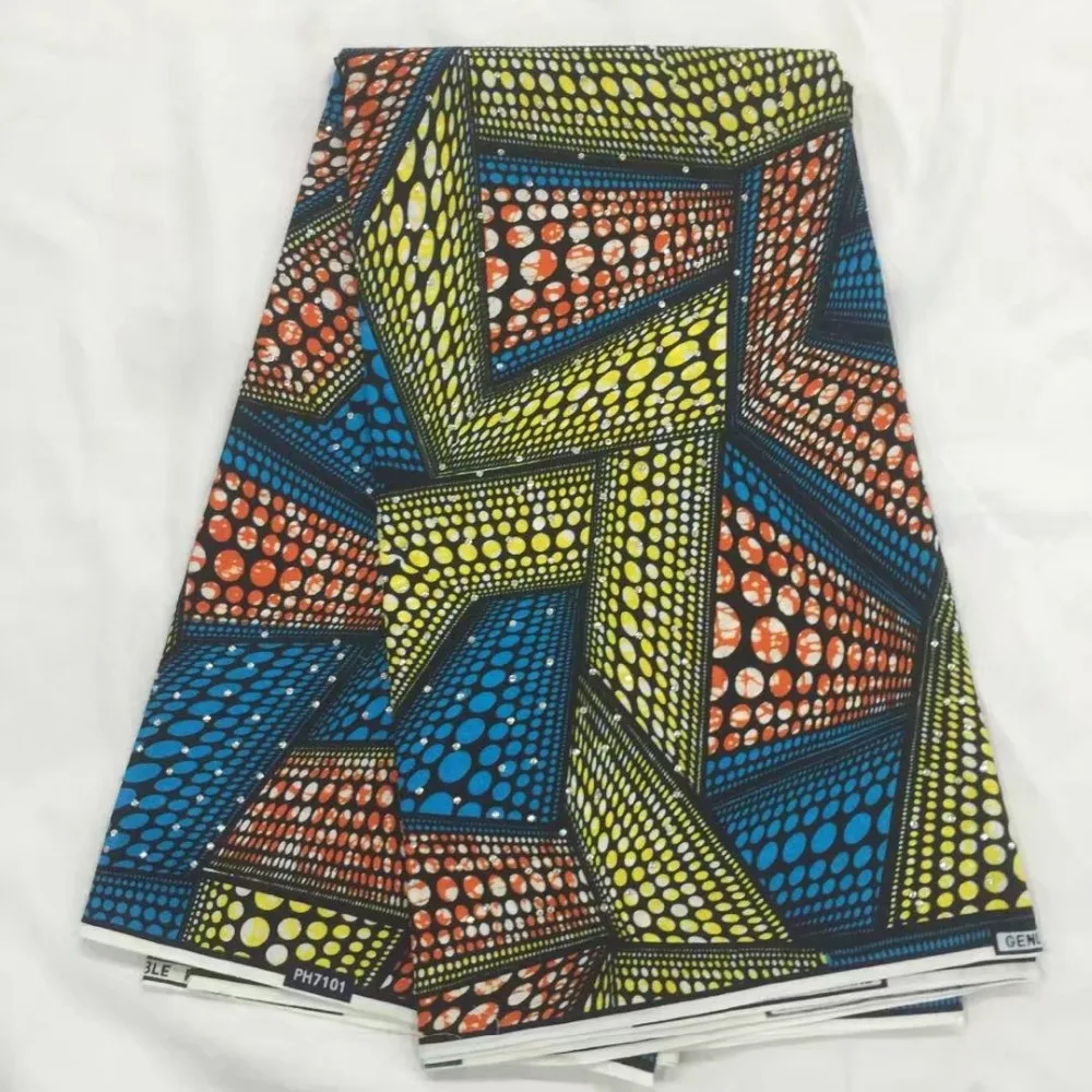 African hollandais veritable java wax fabric with stones 100% cotton ...