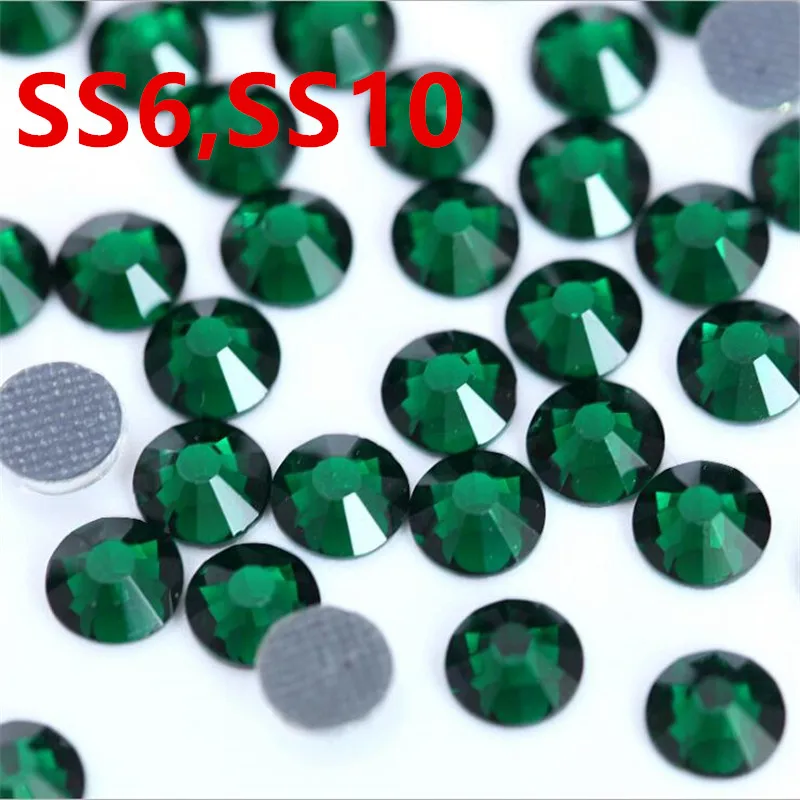 IDFIAF ss6 ss10 dark green Emerald Color DMC Hot Fix Rhinestone ...
