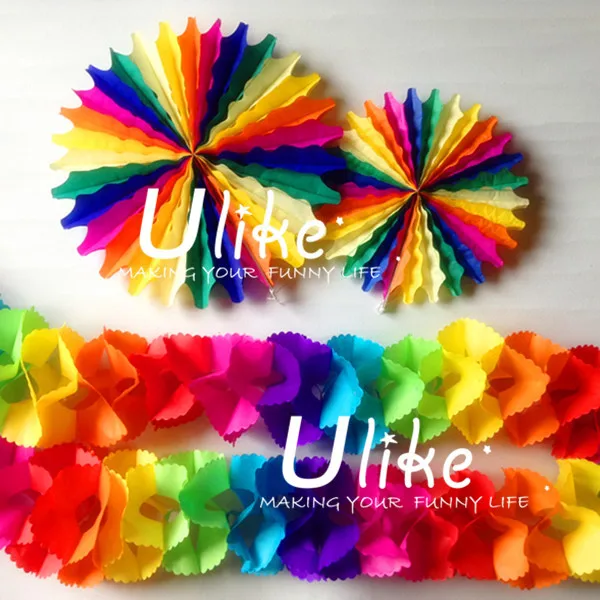 30cm 12inch 100ps rainbow decoration fan flowers design foldable ...