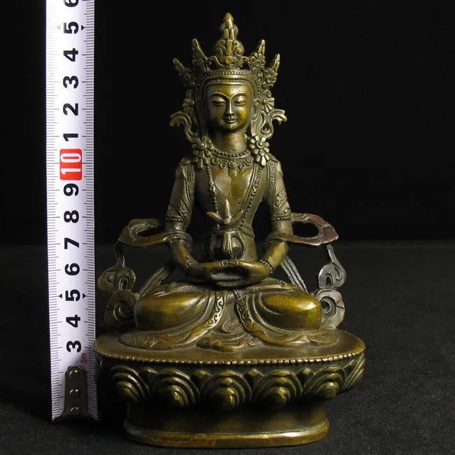 Buddhism-Healing-Tibetan-Bronze-Longevity-Buddha-Statue-6-3-H-16cm ...