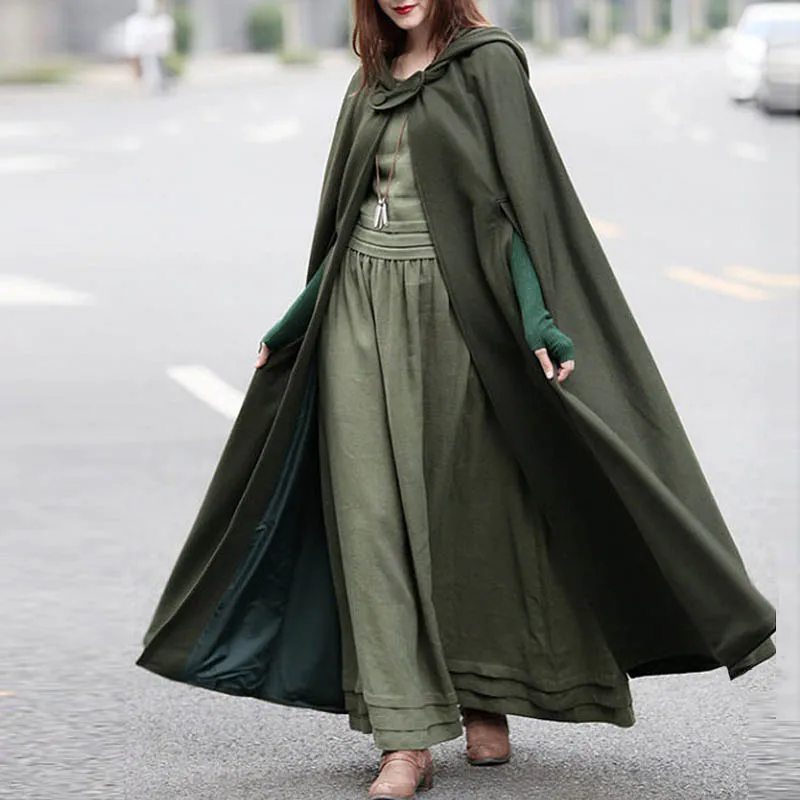 2018 Spring Cloak Hooded Coat Women Vintage Gothic Cape Poncho Coat ...