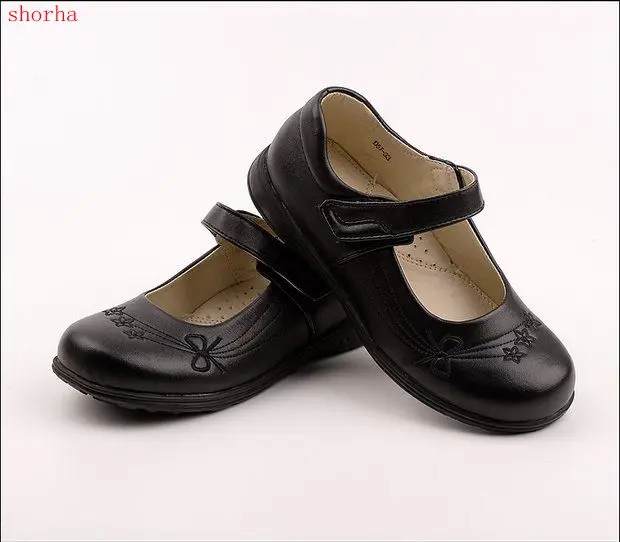 New fashion Girls Leather Shoes Black Autumn Anti Slip Flat with Kids ...