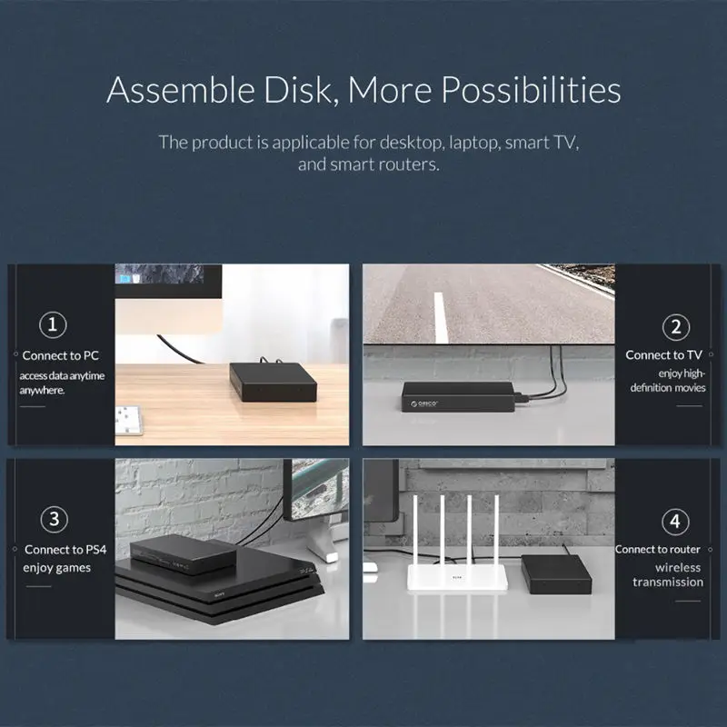 ORICO 3169C3-BK-BP 3.5 Inch Sata To USB-C Hdd Case Full Mesh Type-C Hdd ...